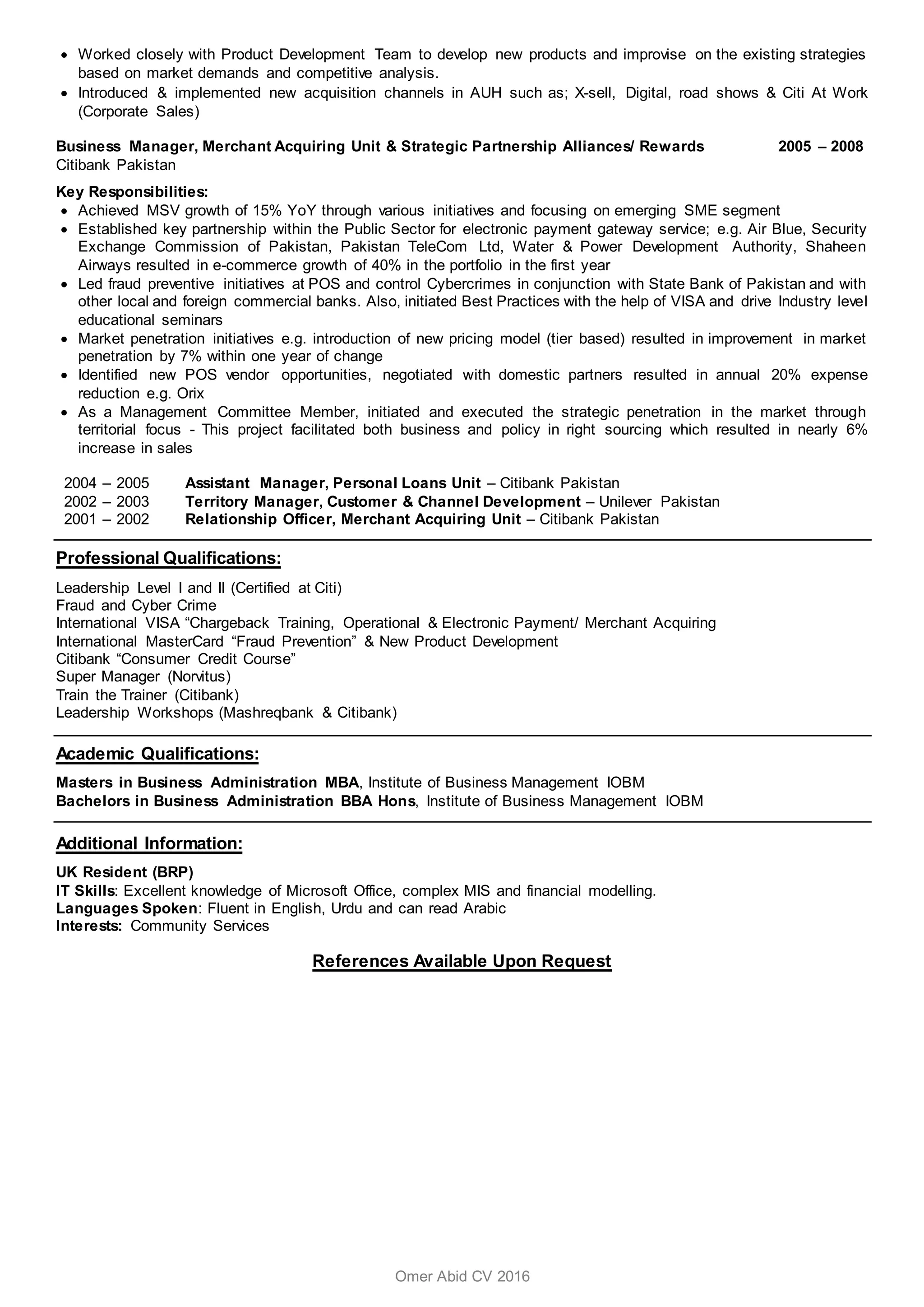 Omer CV - August 2016 | PDF