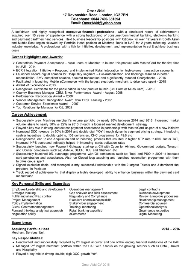 Omer CV - August 2016 | PDF