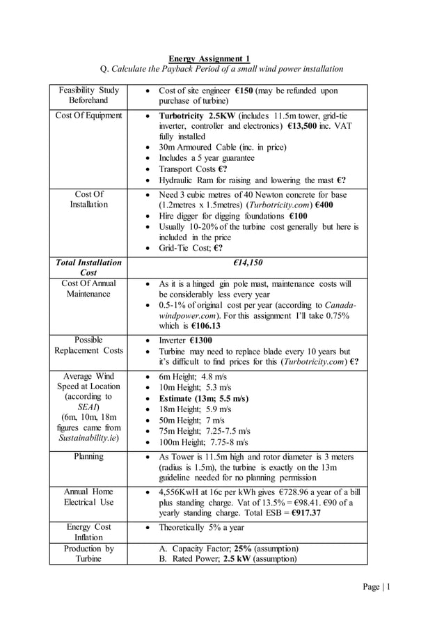 Energy Assignments | DOCX | Gas and Electric | Home Utilities