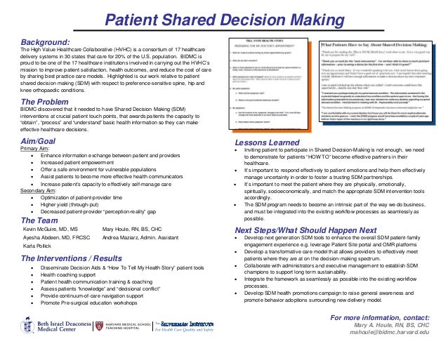 Patient Shared Decision Making Patient Shared Decision Making