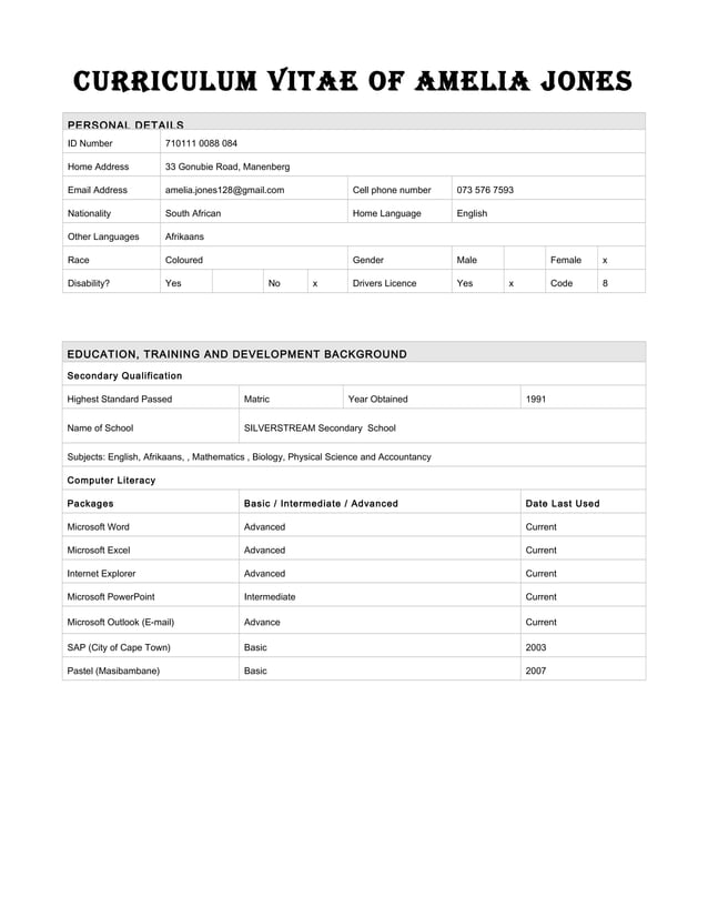 Amelia Jones - CV | DOC