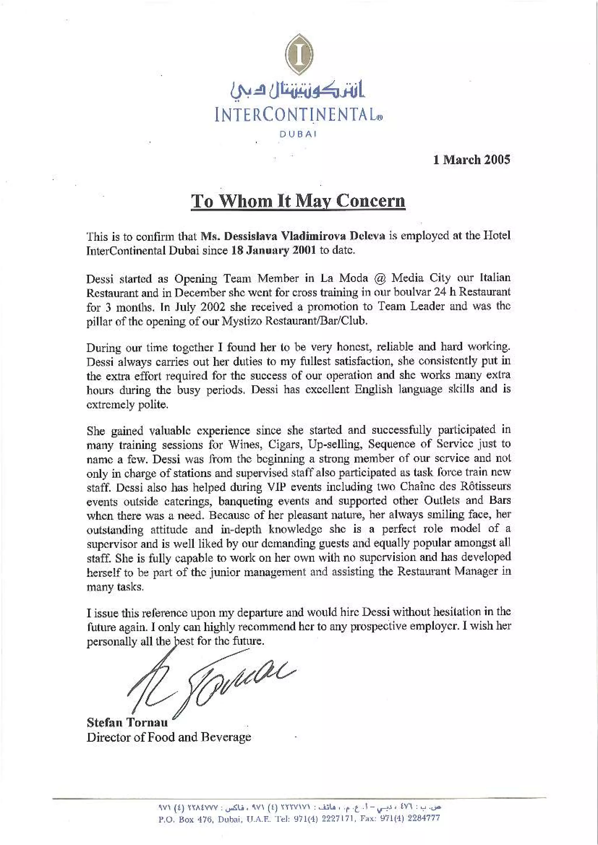 Stefan Tornau-Reference Letter | PDF