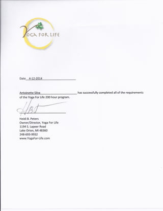 Yoga Certification Form | PDF