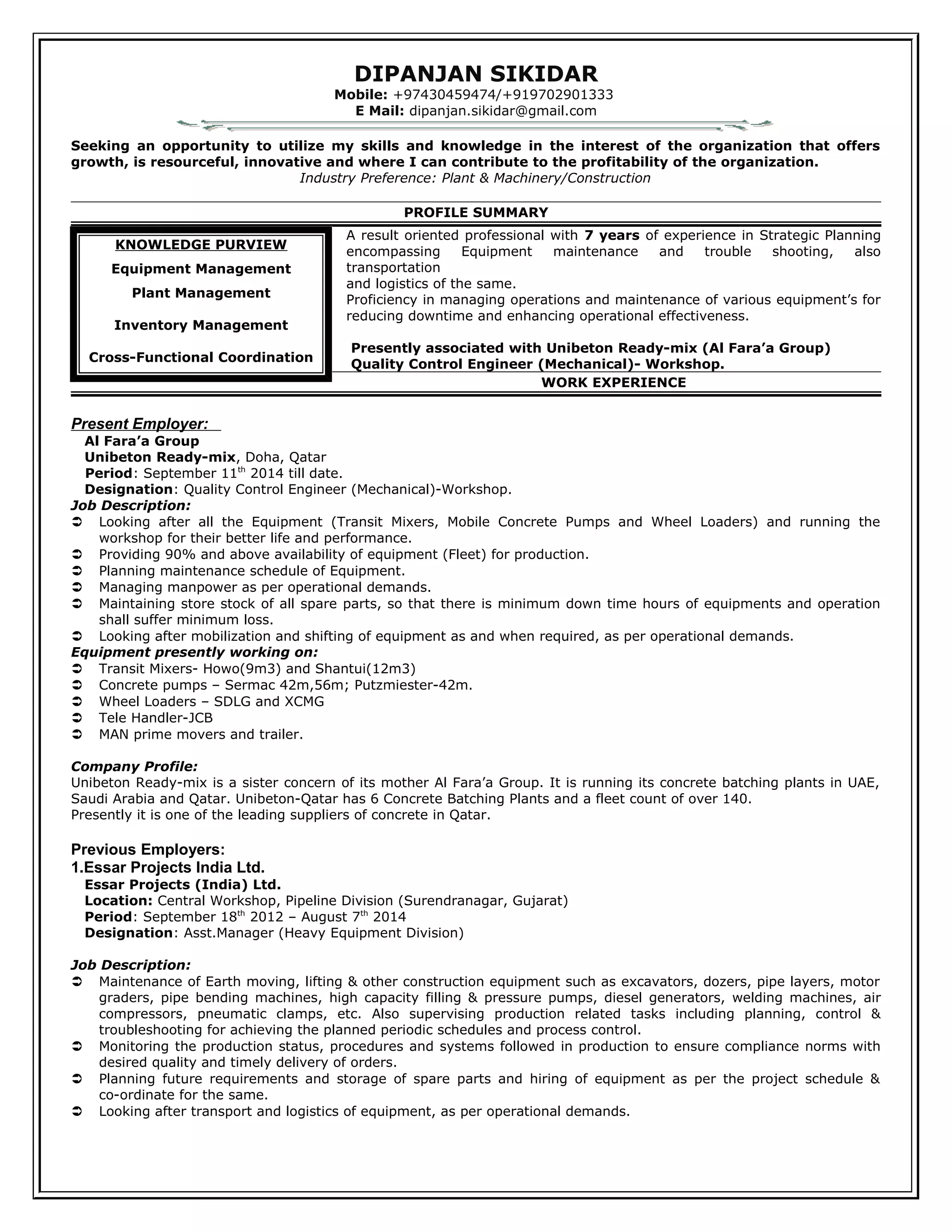 Dipanjan Sikidar-CV | DOC