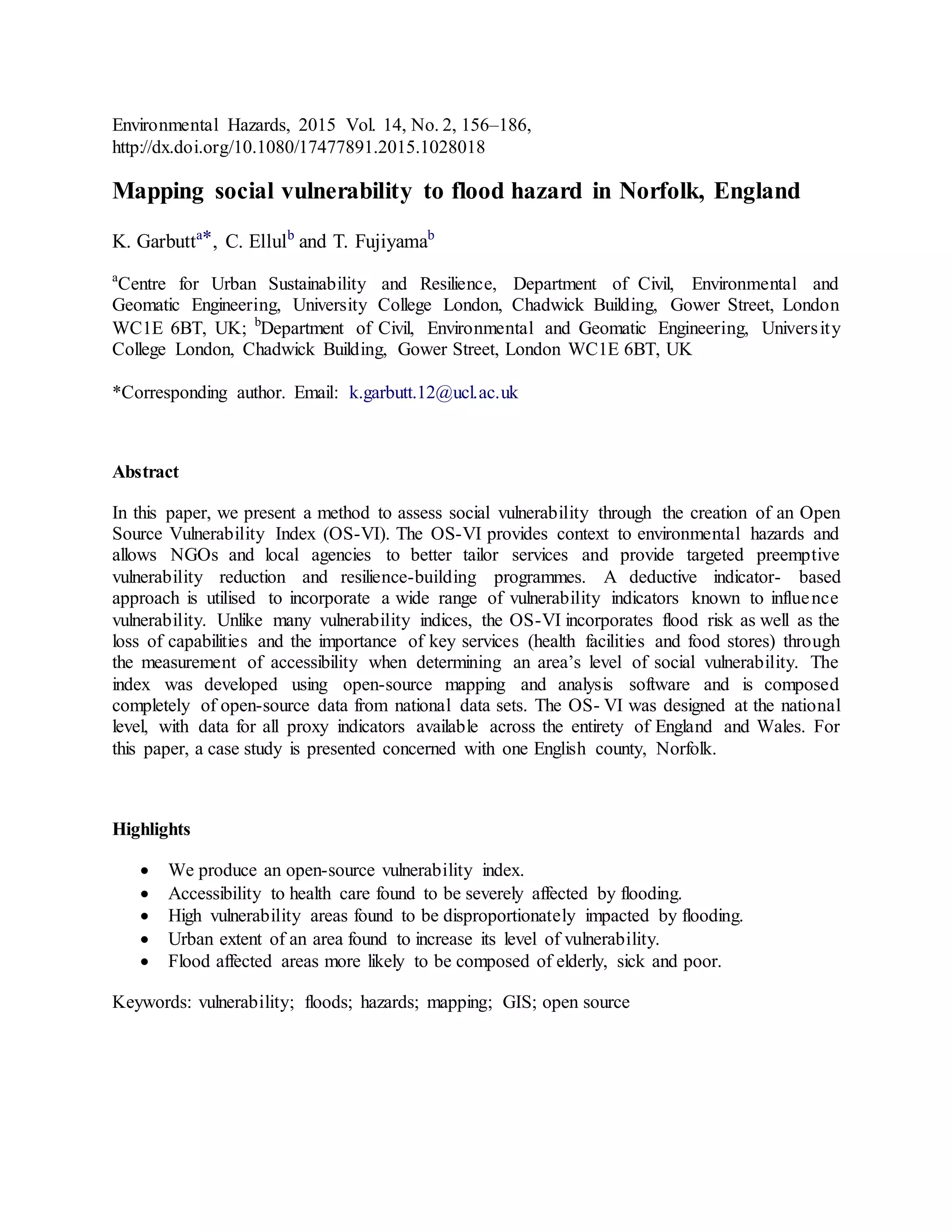 Mapping social vulnerability to flood hazard in Norfolk%2C England ...