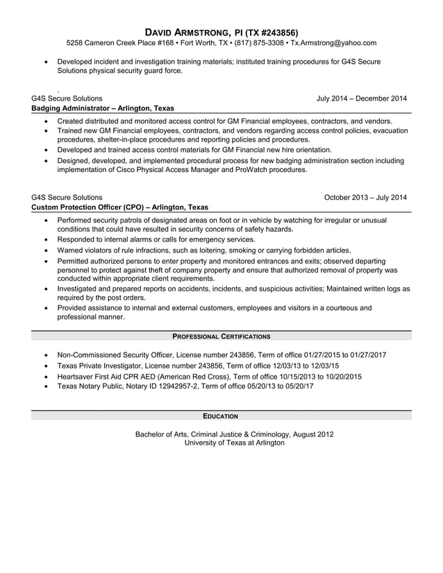 Armstrong resume | PDF