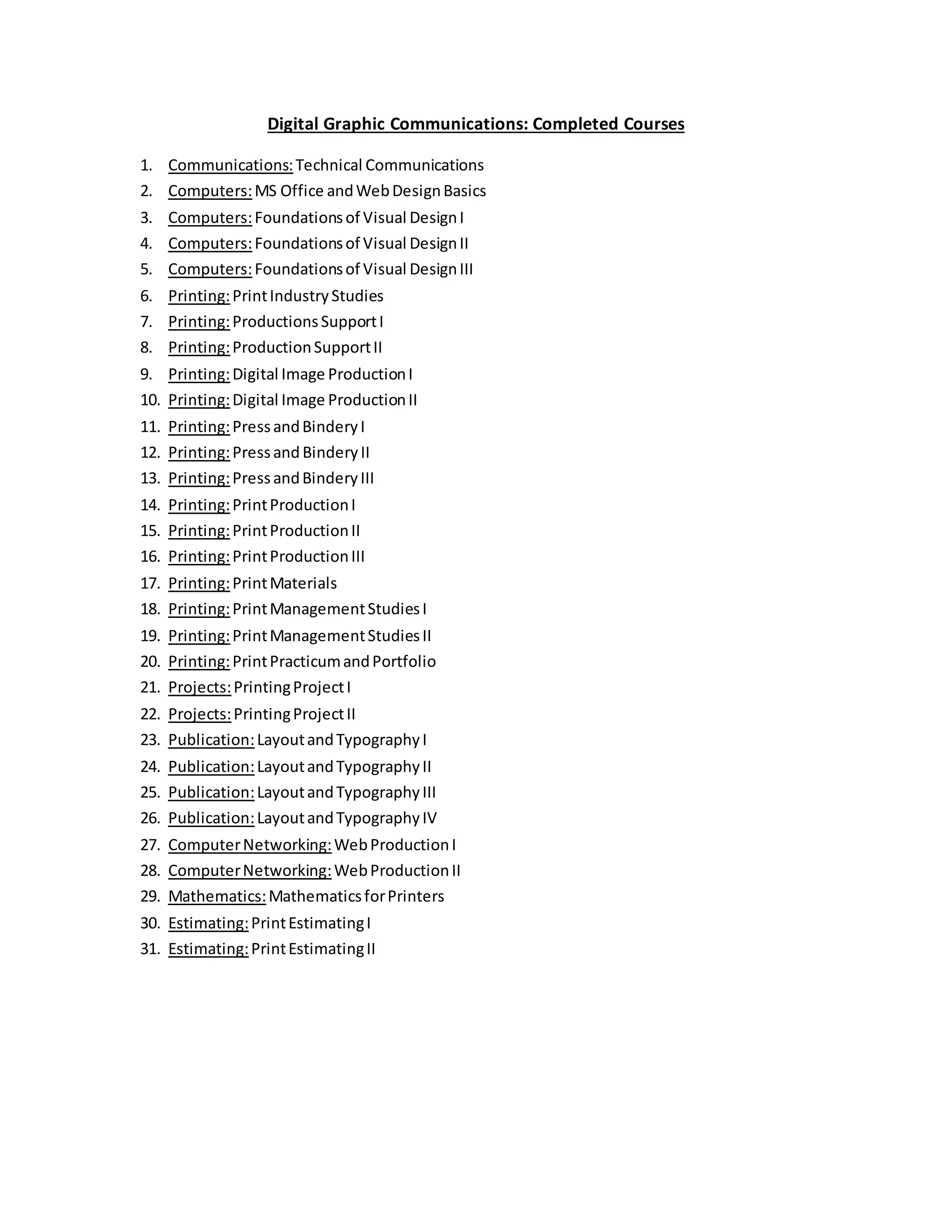 Digital Graphics Communications_completed courses | PDF