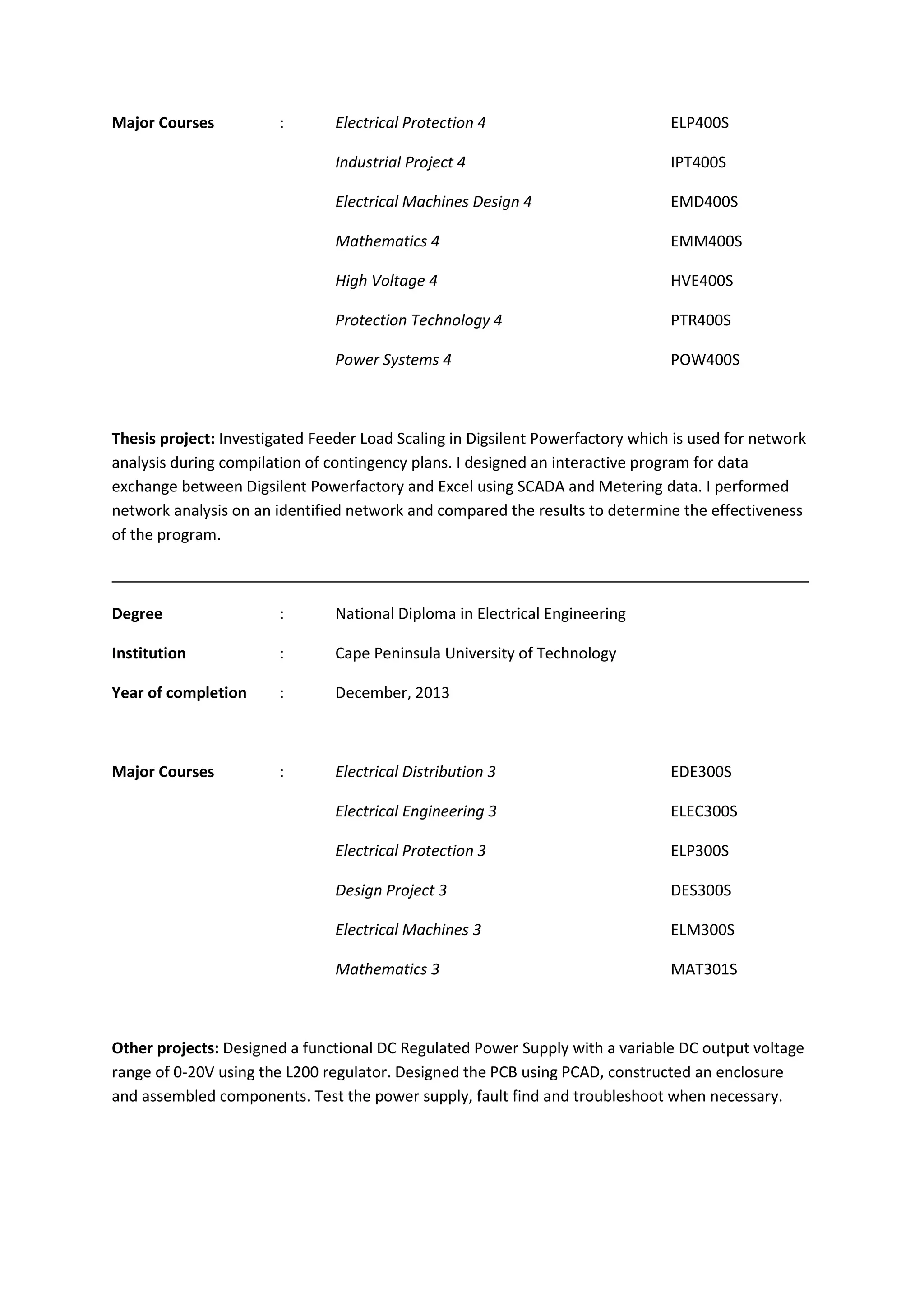 Curriculum Vitae of Ntombebongo Tom | PDF