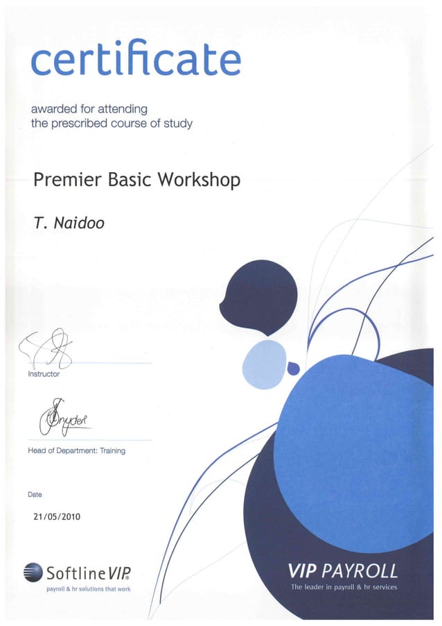 Tesha Naidoo VIP Certificates | PDF