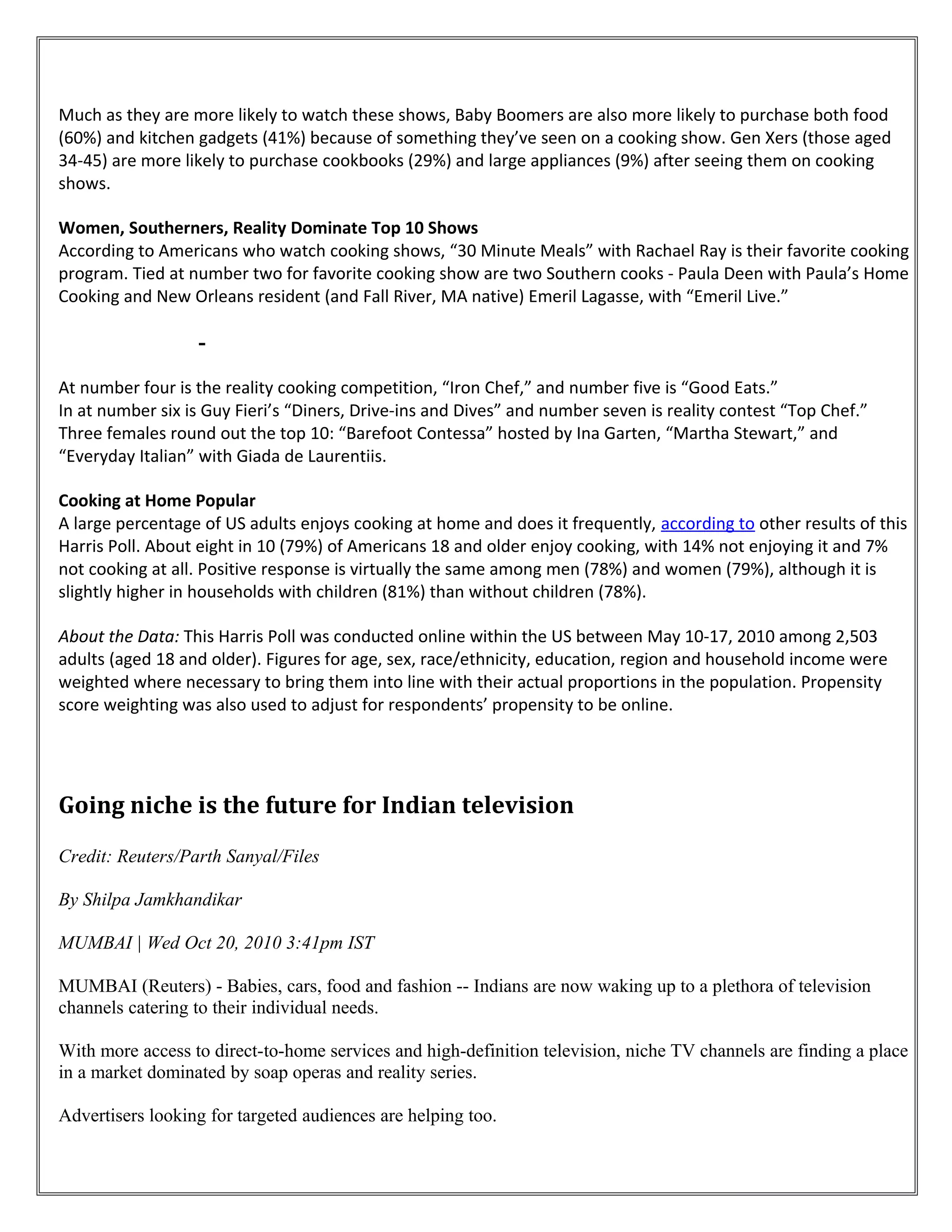 Potential Of Food Channels in India | DOC