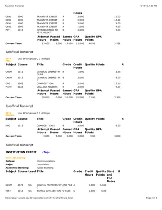Academic Transcript | PDF | Undergraduate Education | College Education