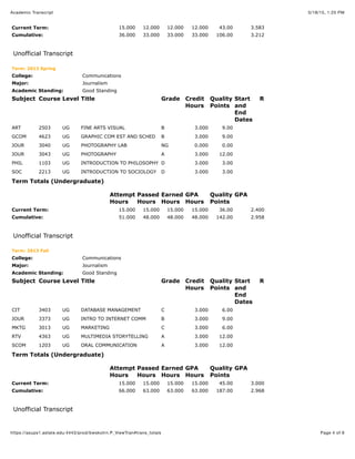 Academic Transcript | PDF | Undergraduate Education | College Education