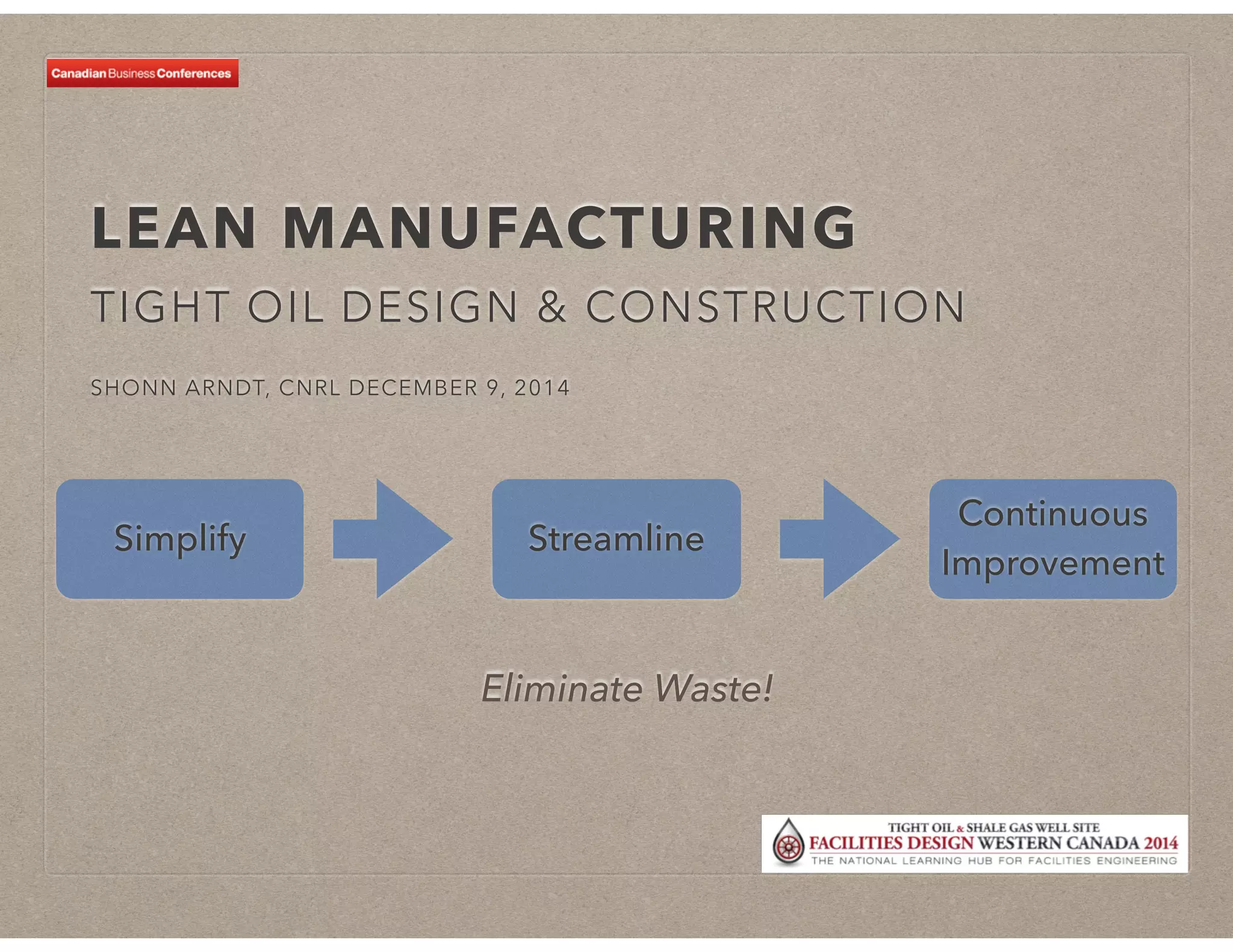 Lean - Tight Oil Design & Construction | PPT