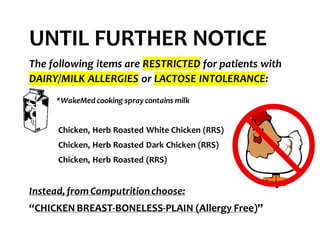 Milk-chicken allergy notice | DOCX