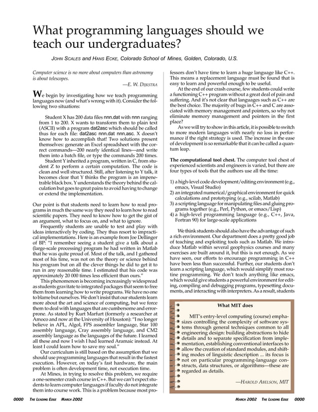 Scales02WhatProgrammingLanguagesShouldWeTeachOurUndergraduates | PDF
