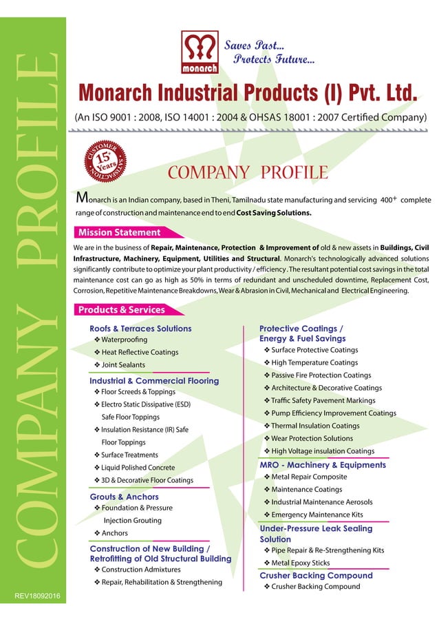 Monarch Company Profile | PDF | Home Improvement | Home & Garden