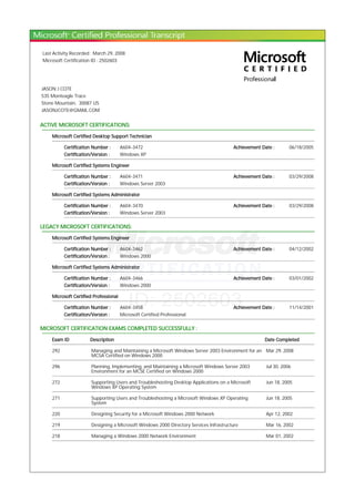 Microsoft Transcript | PDF