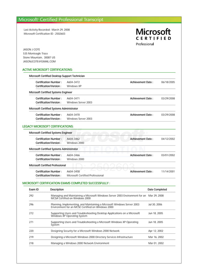 Microsoft Transcript | PDF