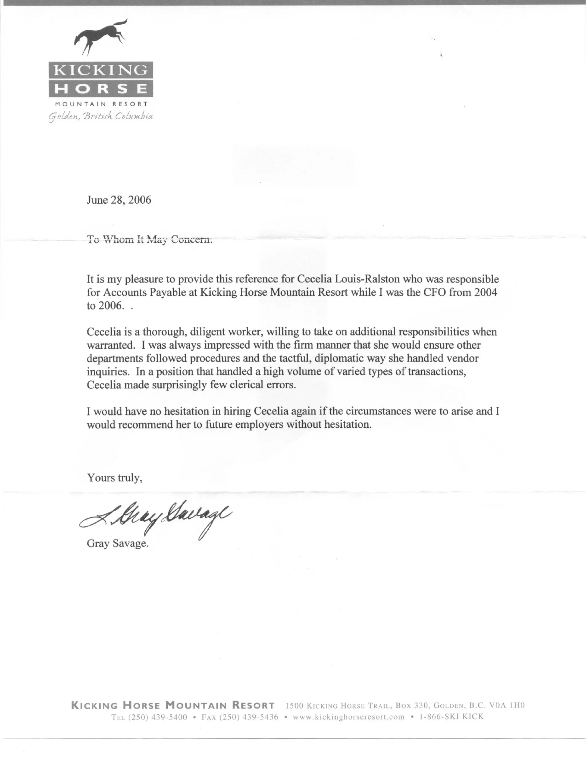 ref letter Gray Savage 2006 | PDF