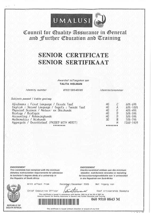 2. MATRIC CERTIFICATE - TW | PDF