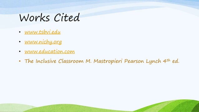 Visual Impairment Information and Teaching Strategies | PPTX