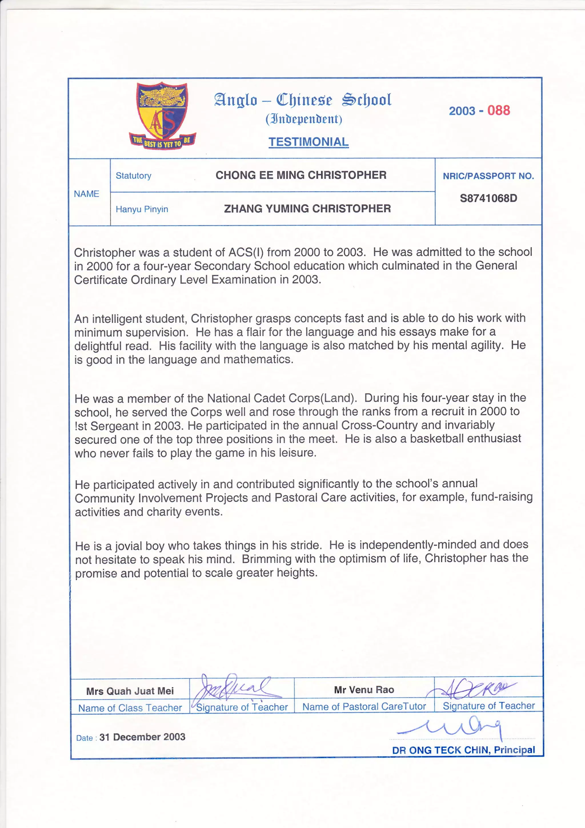 ACS(I) Testimonial | PDF