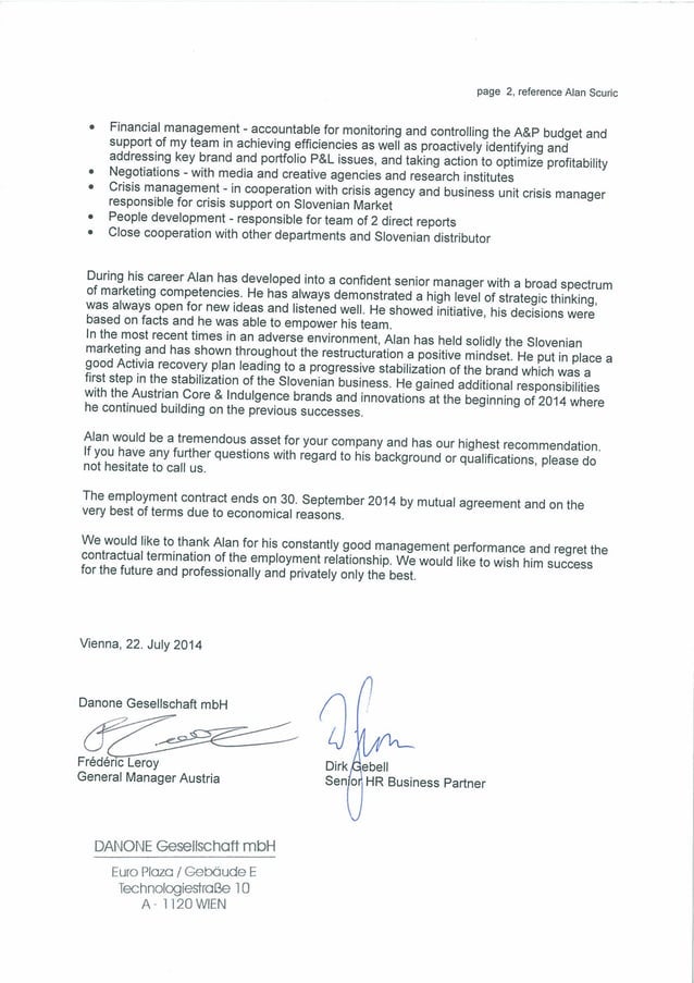 Danone Reference Letter | PDF