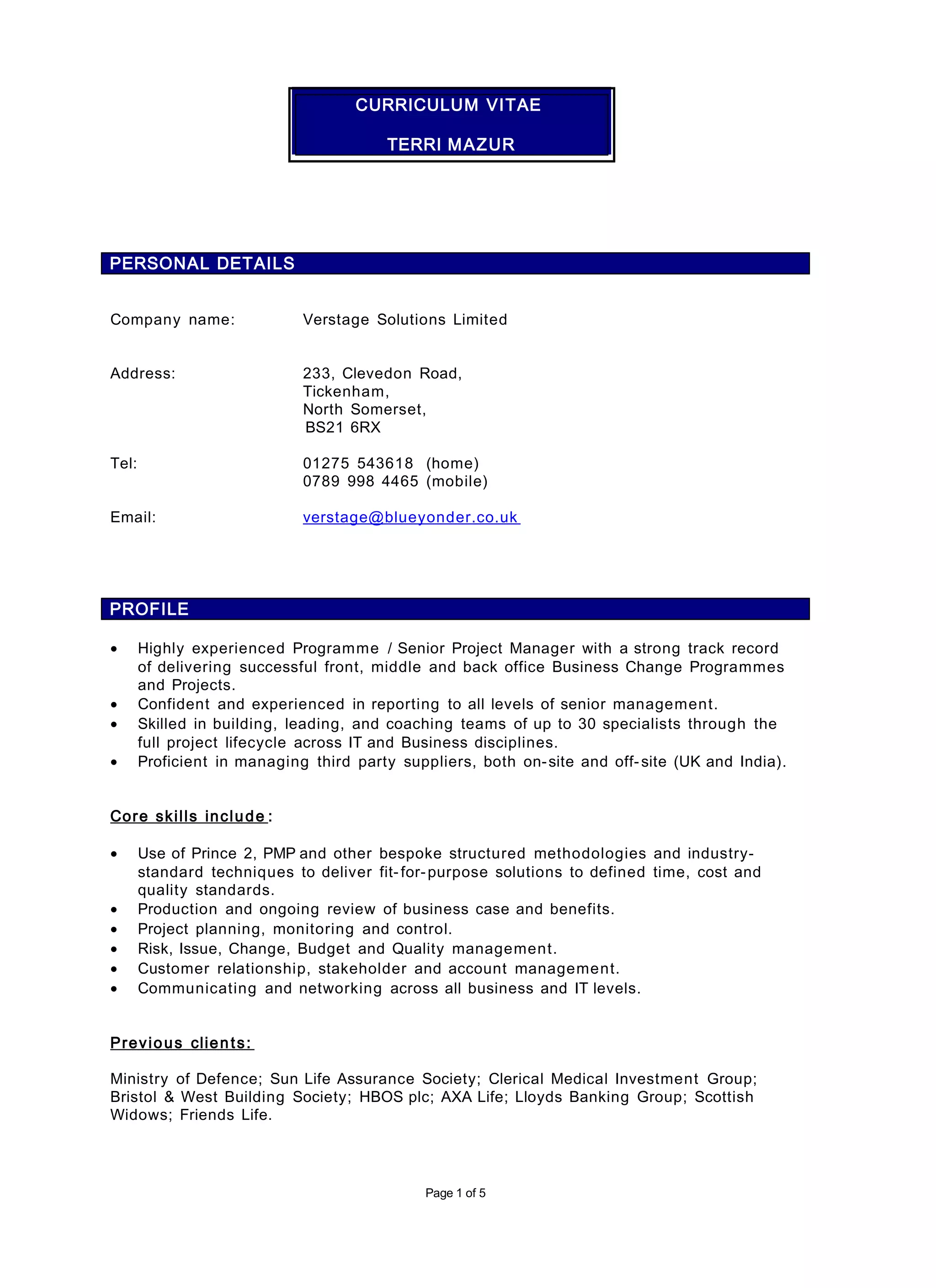 TERRI MAZUR CV December 2015 | DOC