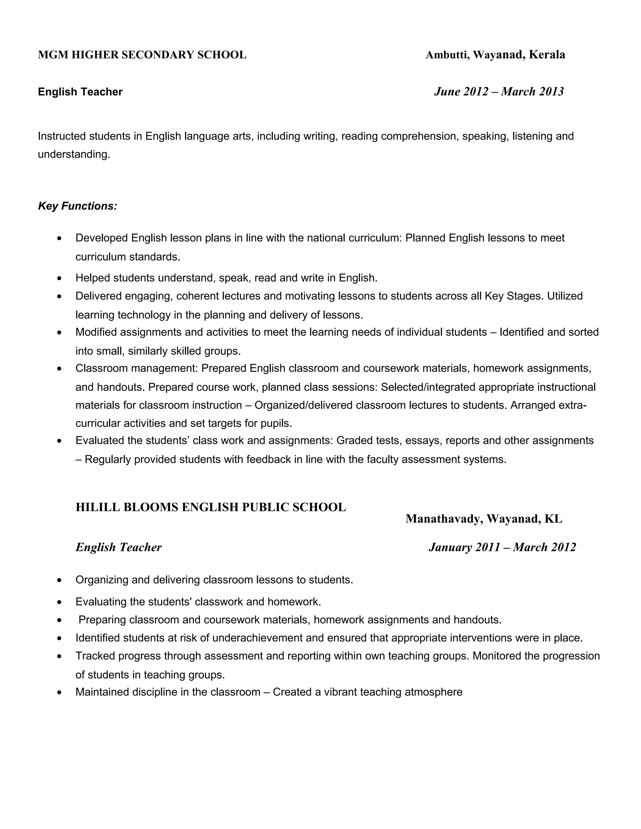 roopa aj resume | DOC | Professional School | Postgraduate Education