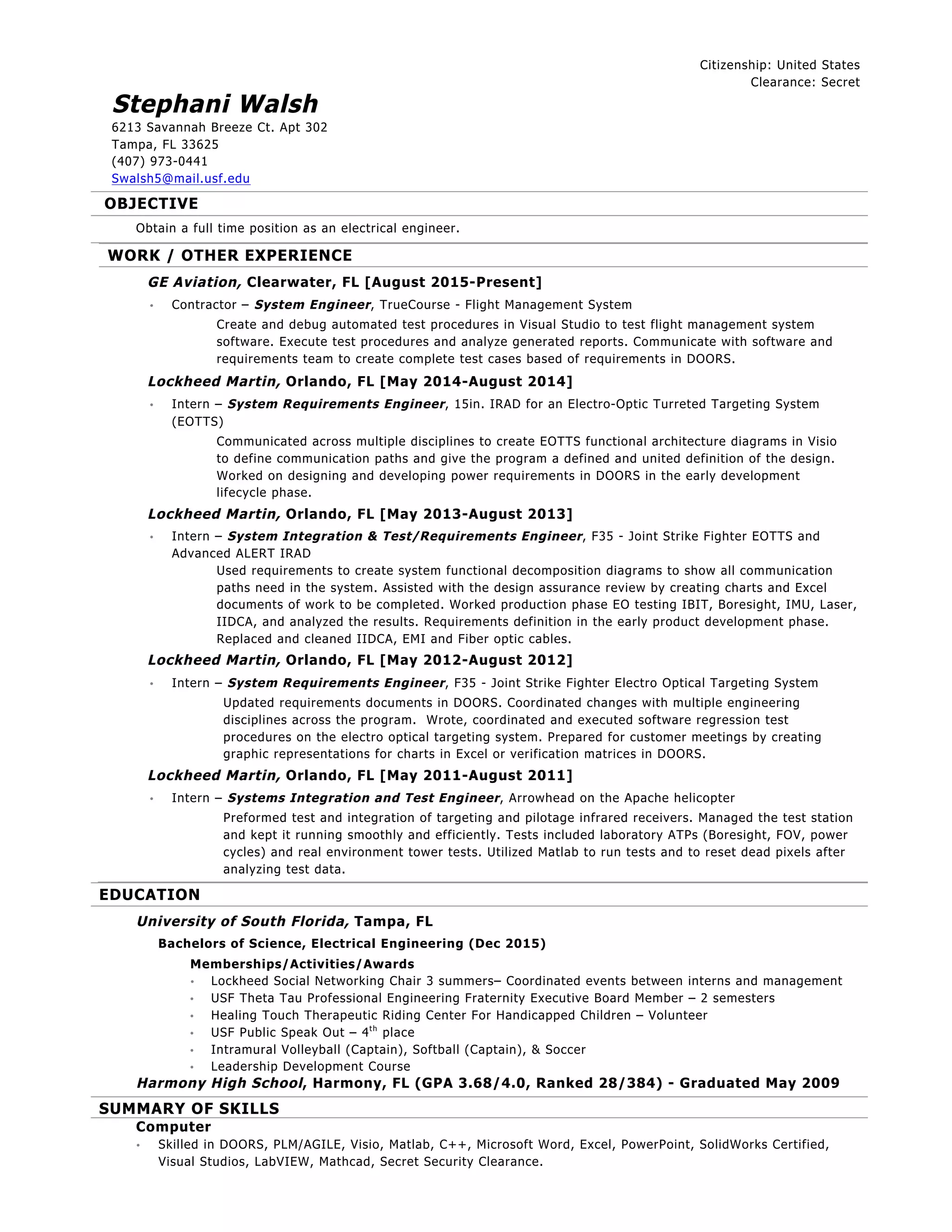 Walsh, Stephani - Resume | PDF