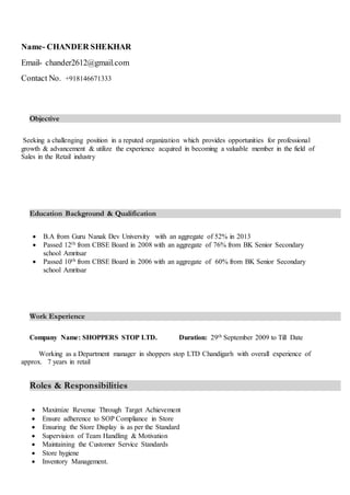 Resume | DOCX | Sales | Business