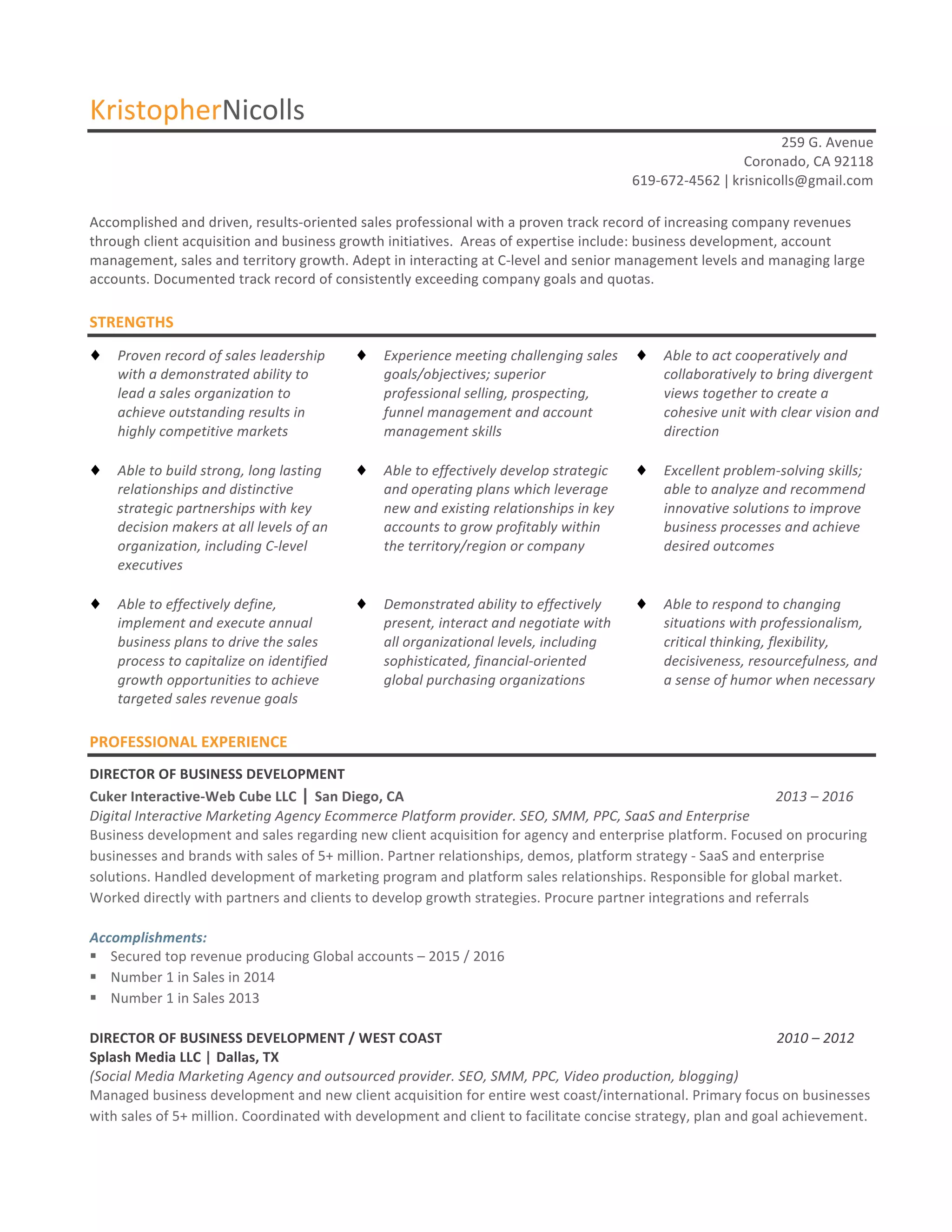 ResumeMaster - Kristopher Nicolls1 | PDF