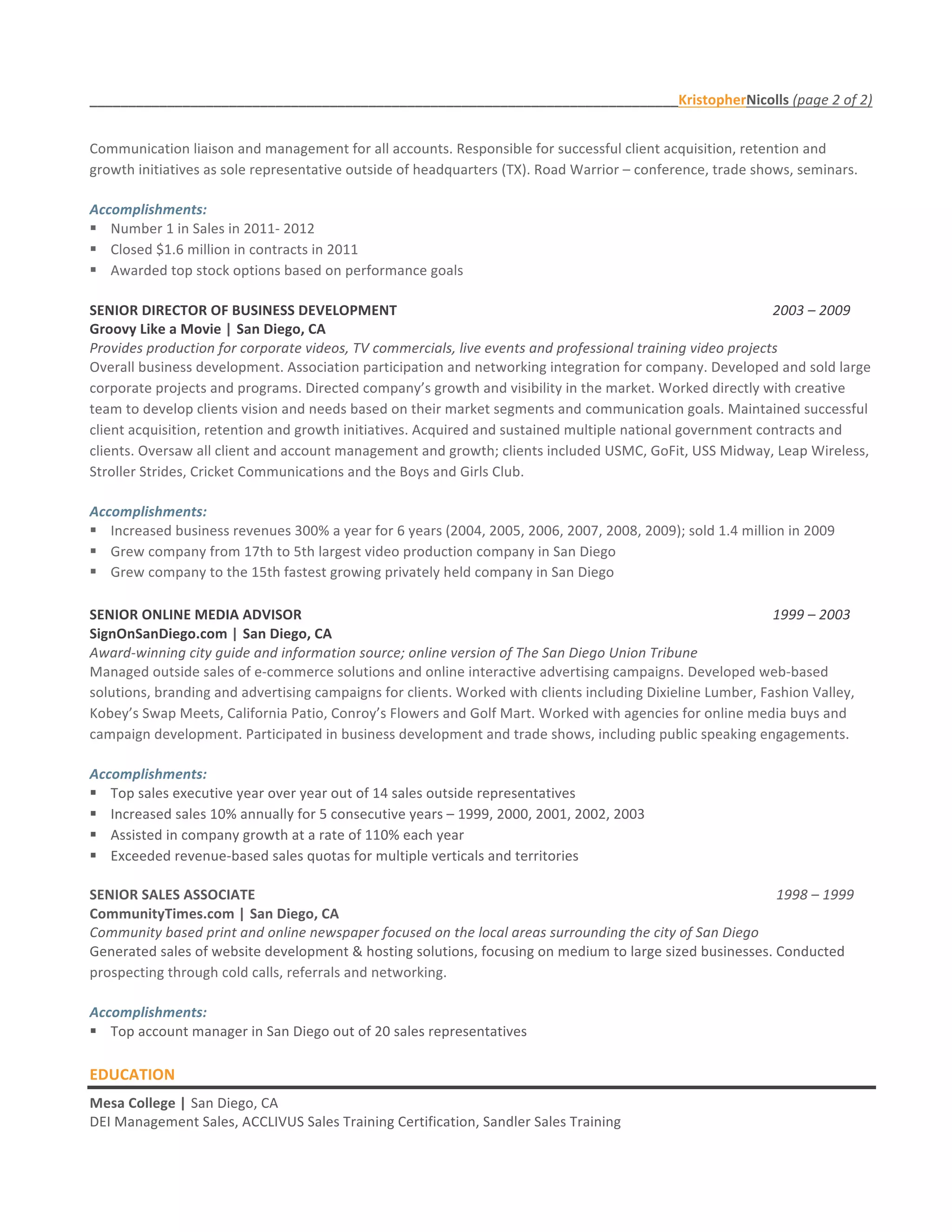 ResumeMaster - Kristopher Nicolls1 | PDF