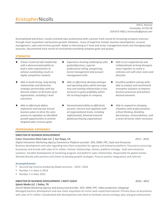 ResumeMaster - Kristopher Nicolls1 | PDF