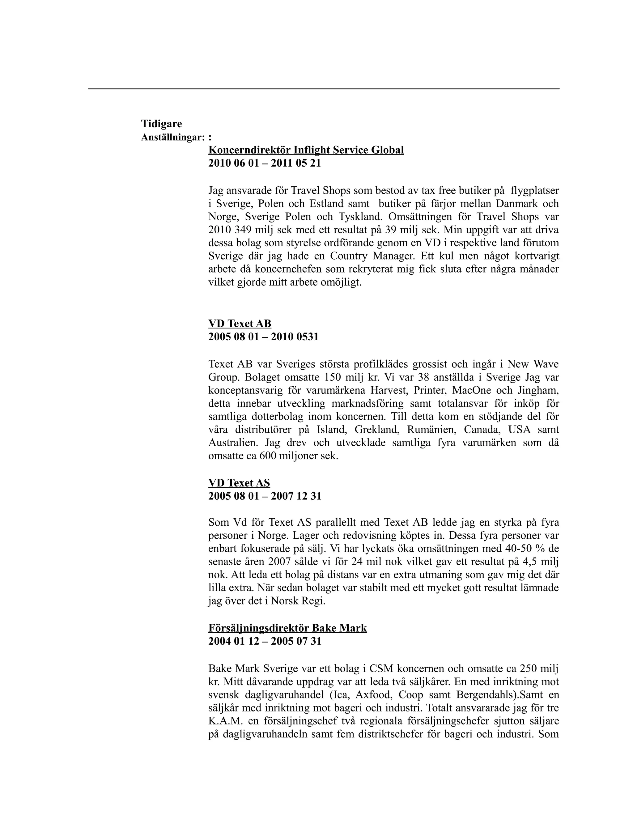 CV Svensk kort | PDF