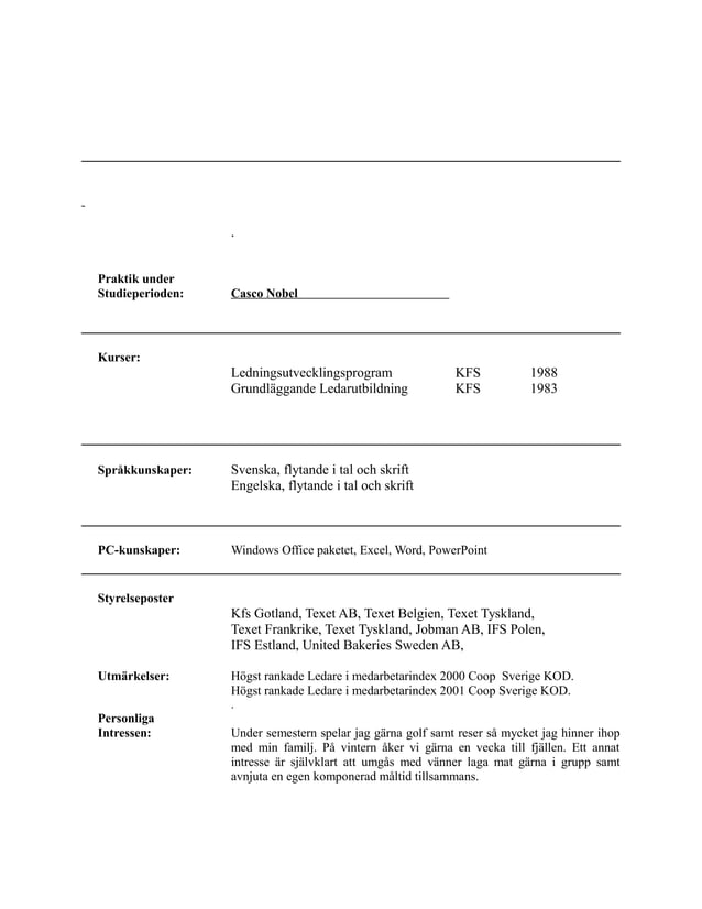 CV Svensk kort | PDF