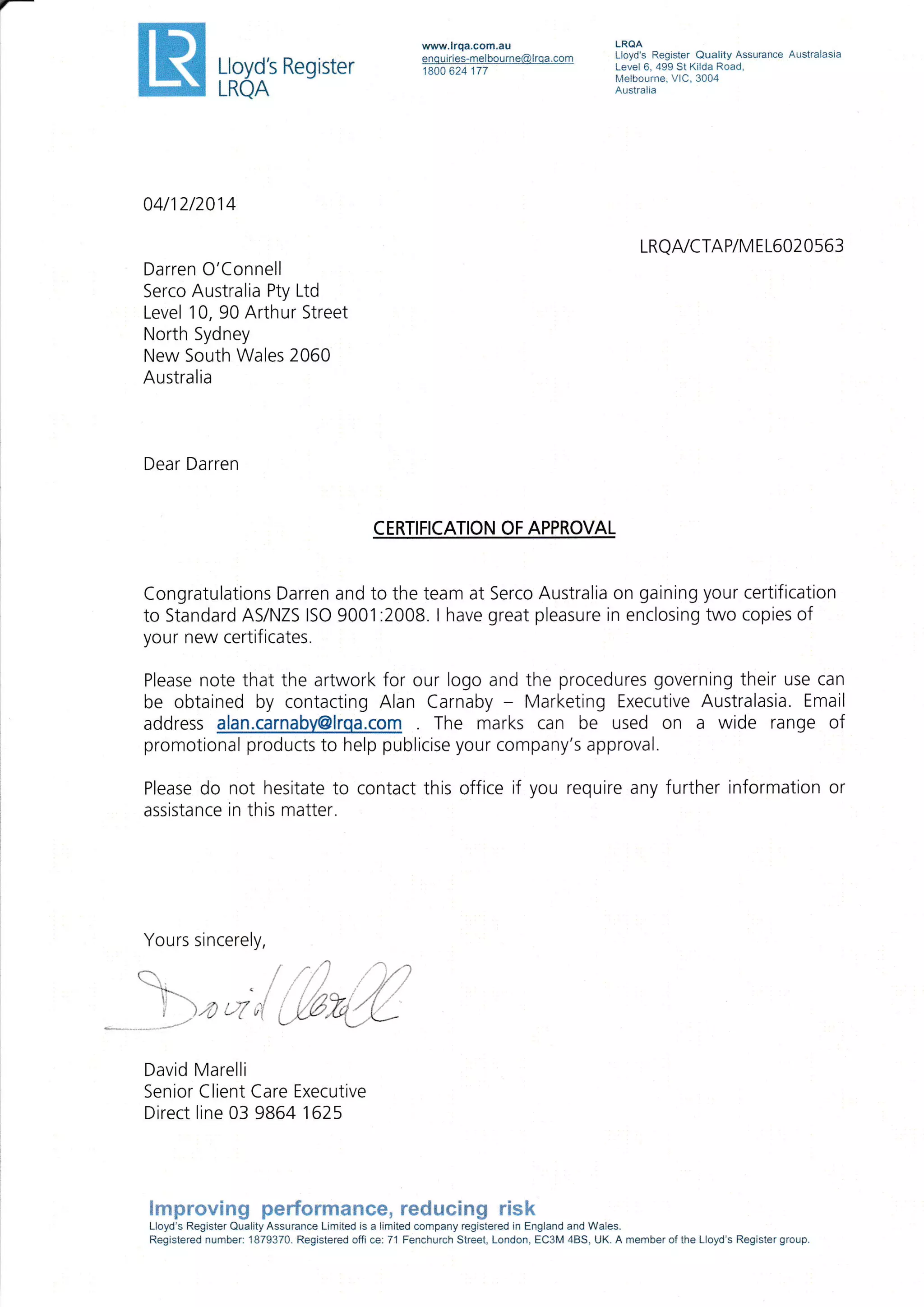 LRQA Certification of Approval | PDF