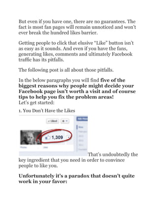 5 facebook fan page problems and how to fix them | PDF