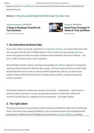5 factors that contribute to the success of your business | PDF