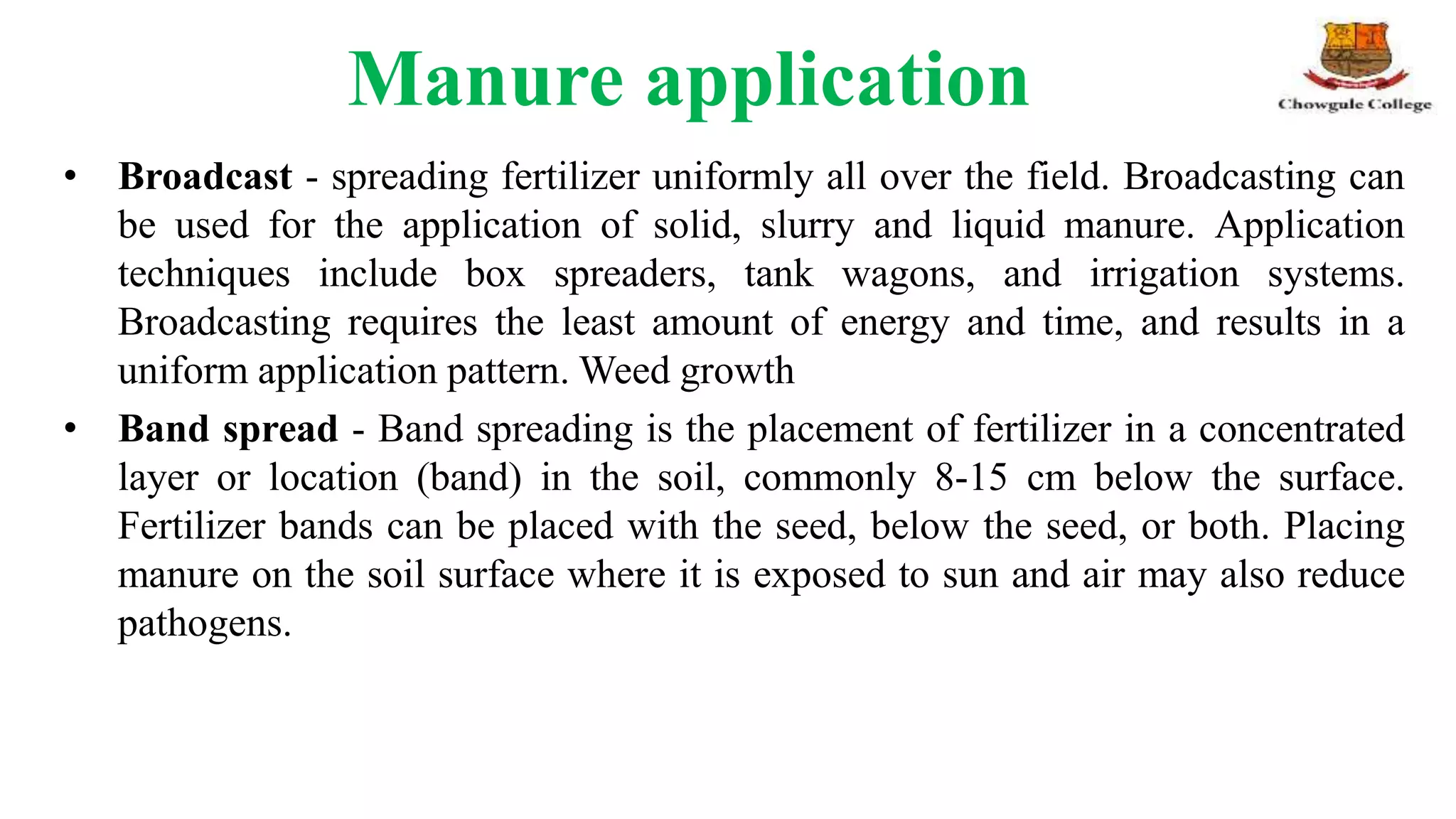 Components of organic farm & manure application | PPTX