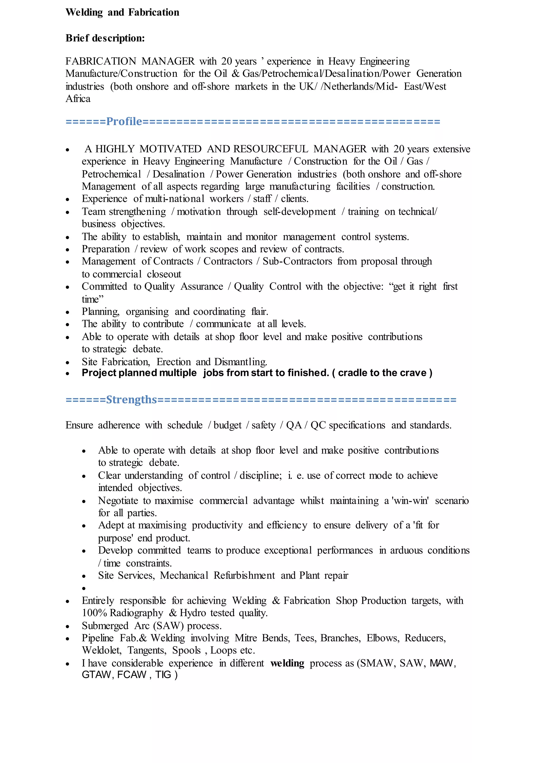 Welding and Fabrication 2 | DOCX