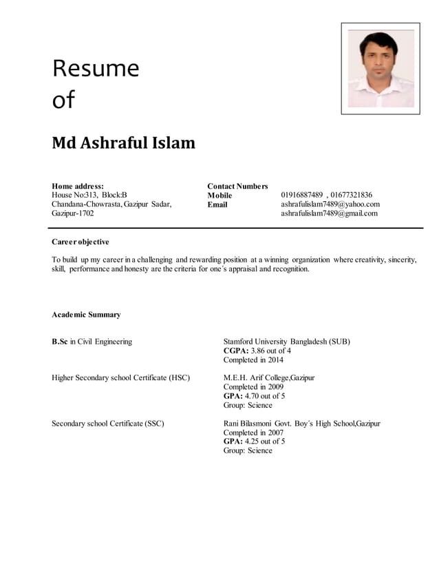 Resume Md Ashraful Islam | DOCX Resume Md Ashraful Islam | DOCX