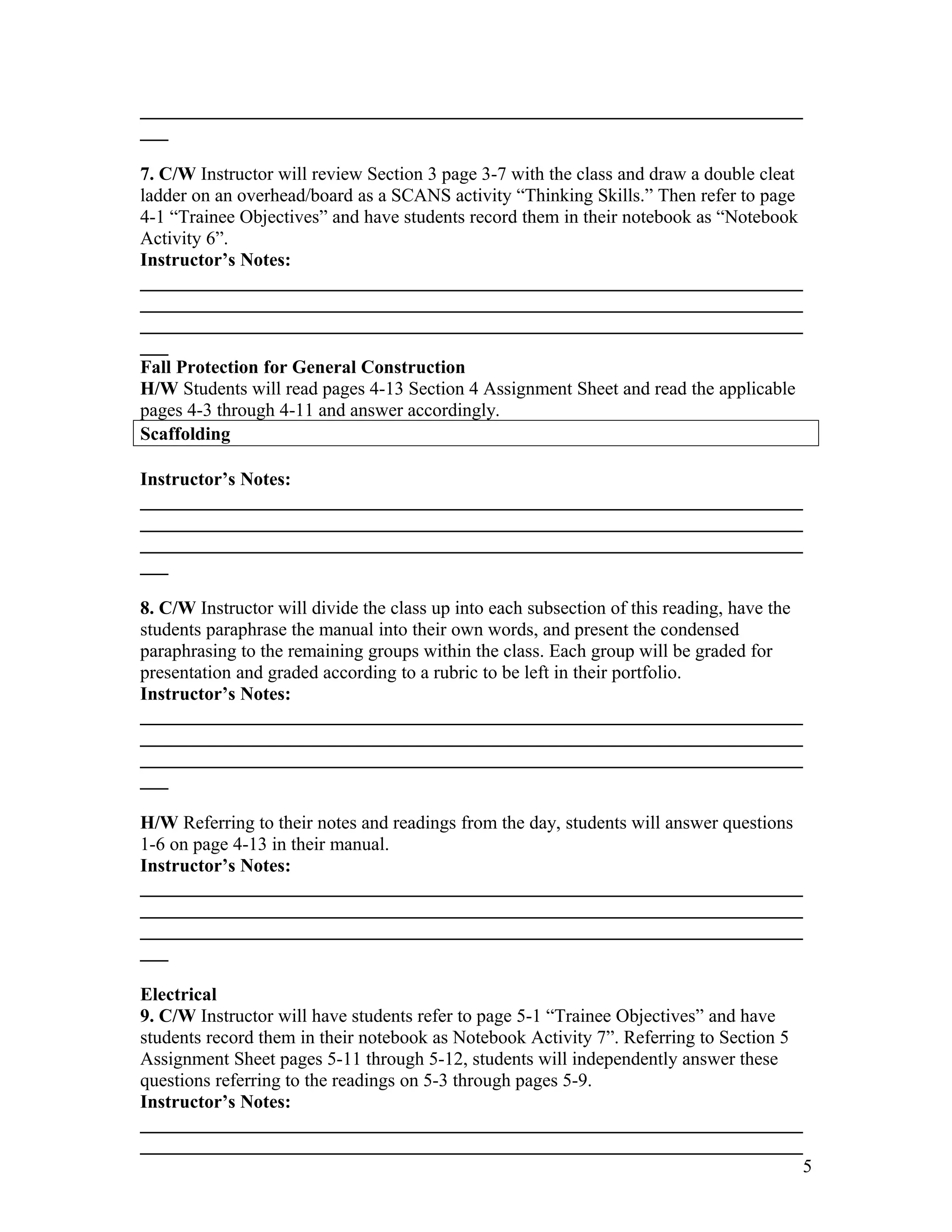 Laborer's Union Scaffolding Curriculum | DOC