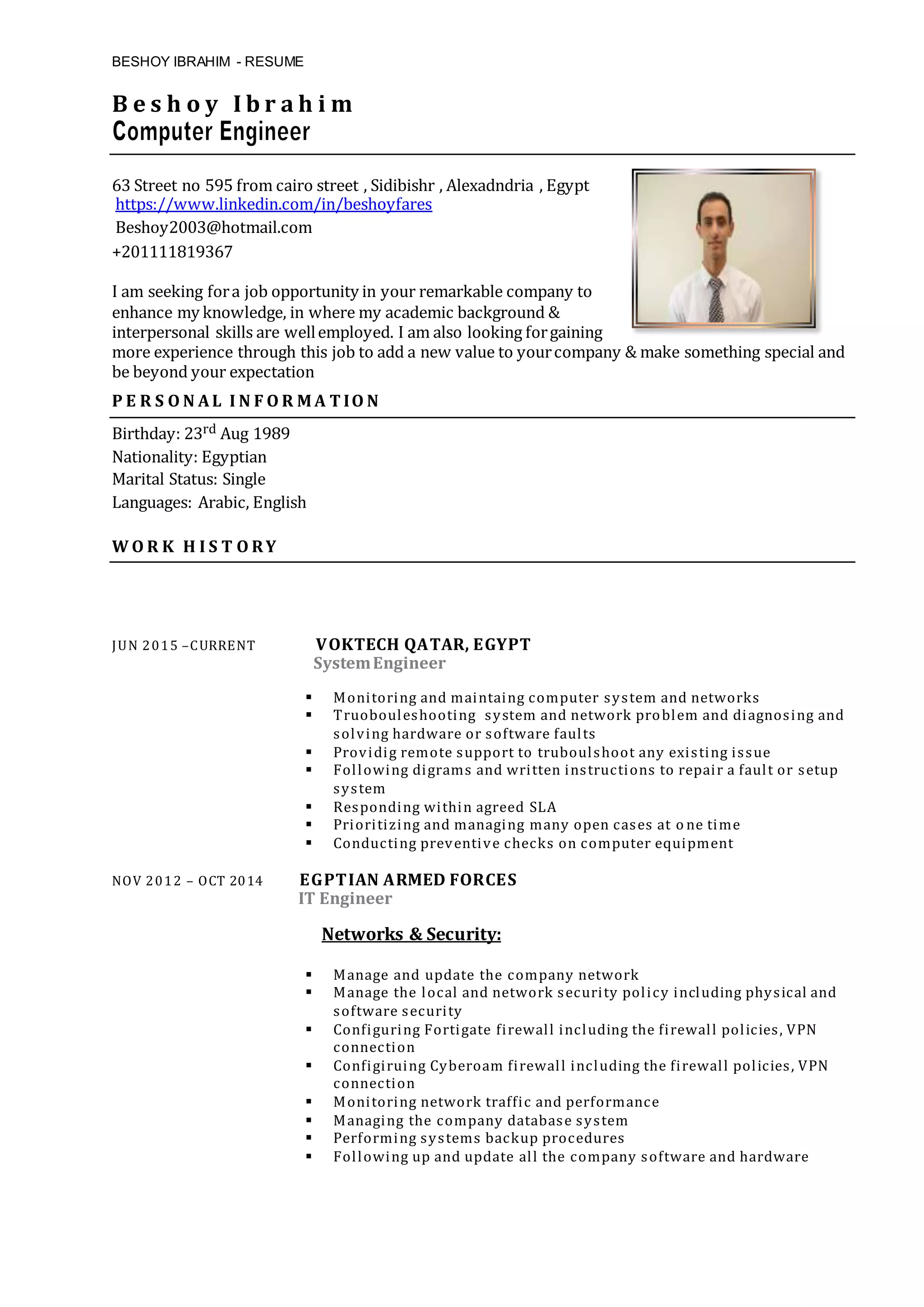 Beshoy Fares CV | DOCX