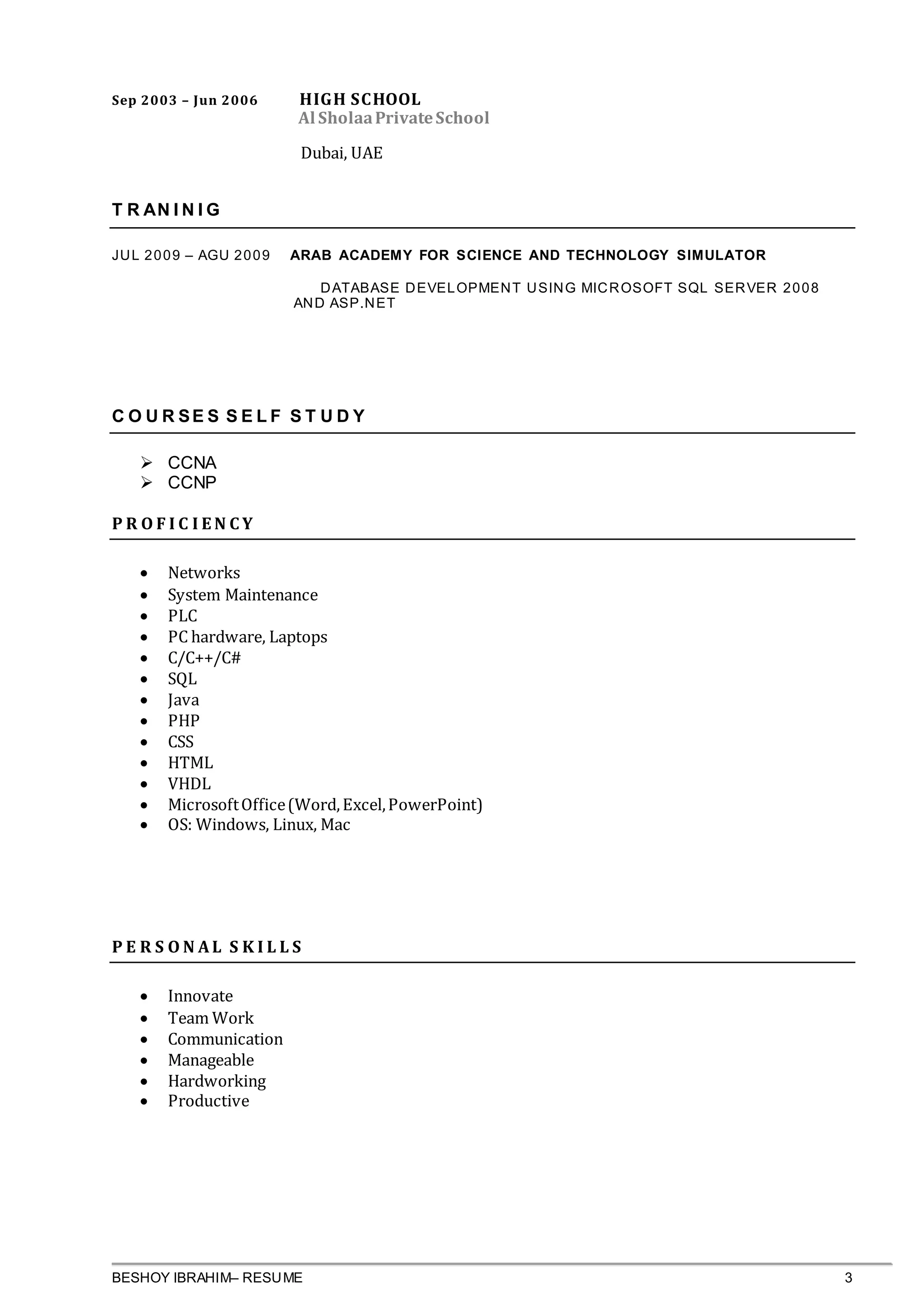 Beshoy Fares CV | DOCX