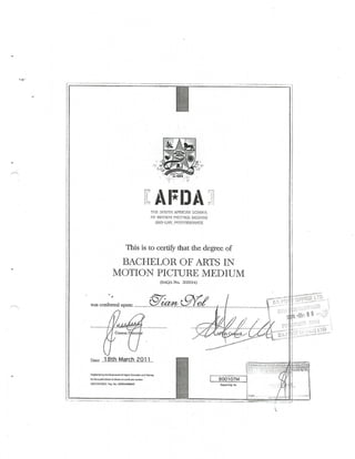 Tian Qual AFDA Degree | PDF