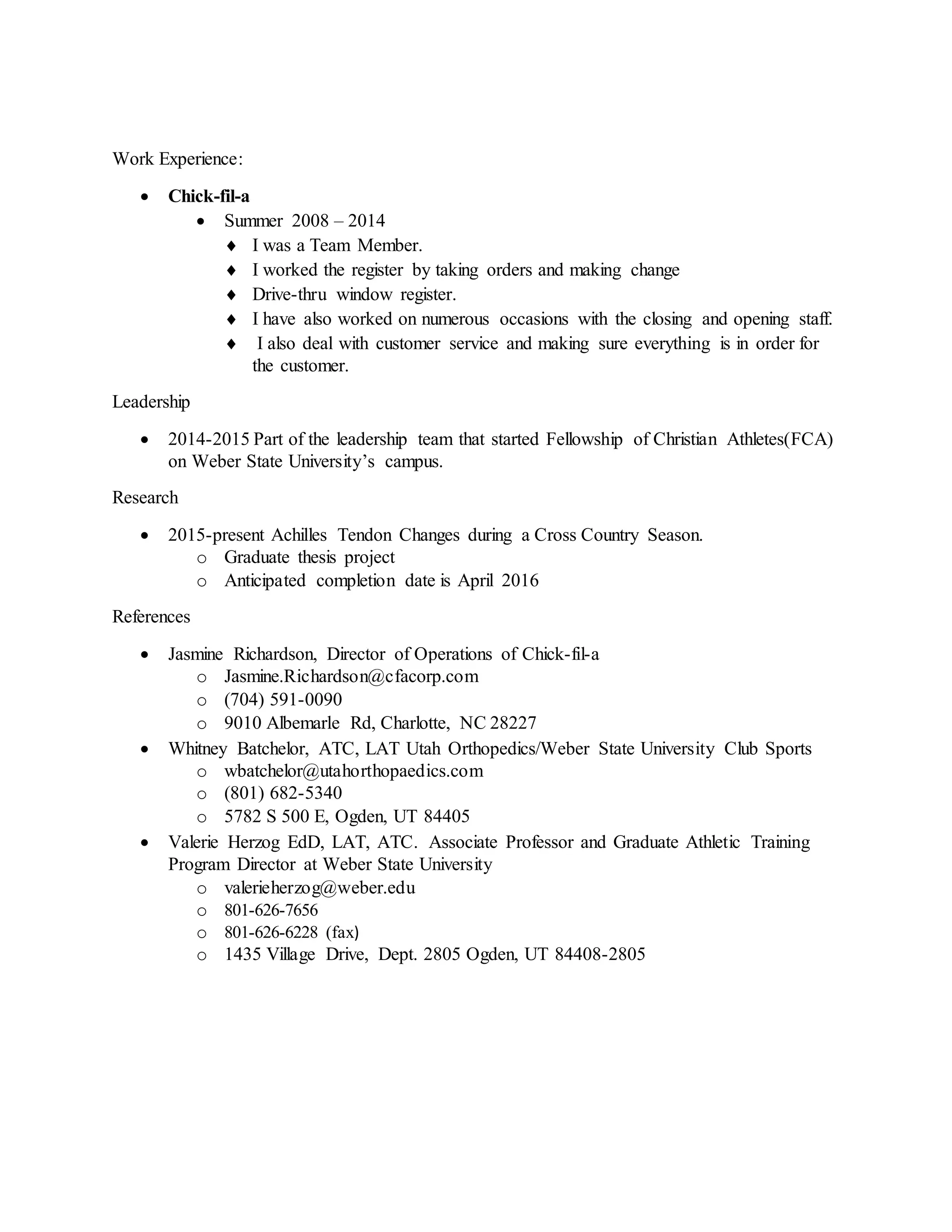 Resume of Candace Perkins - Janurary 2016 | DOCX