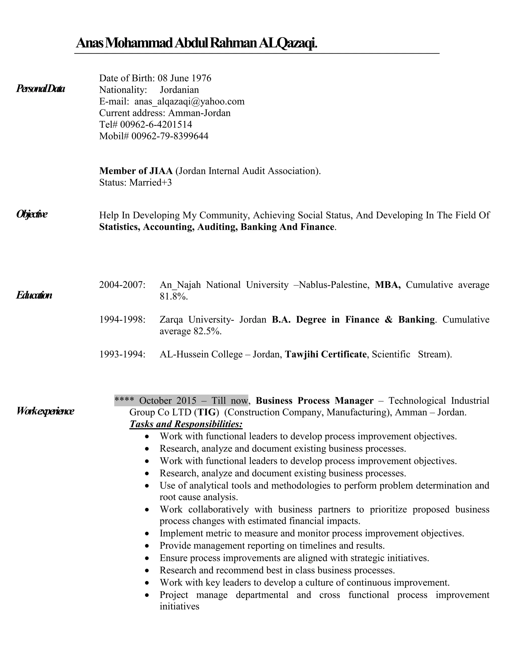 Anas al qazaqi CV | PDF