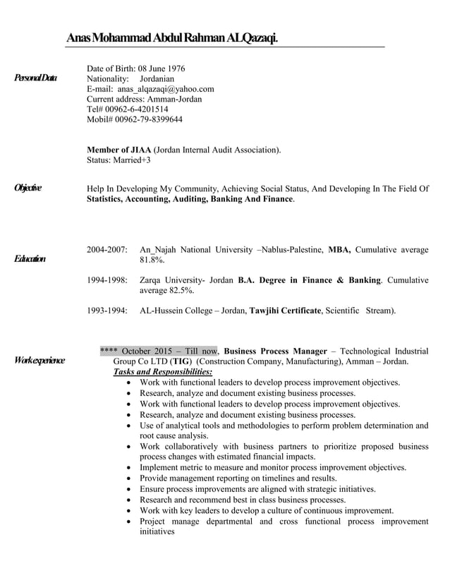 Anas al qazaqi CV | PDF