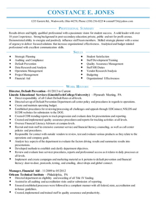 CONSTANCE E. JONES Professional Resume | DOCX | Professional School ...